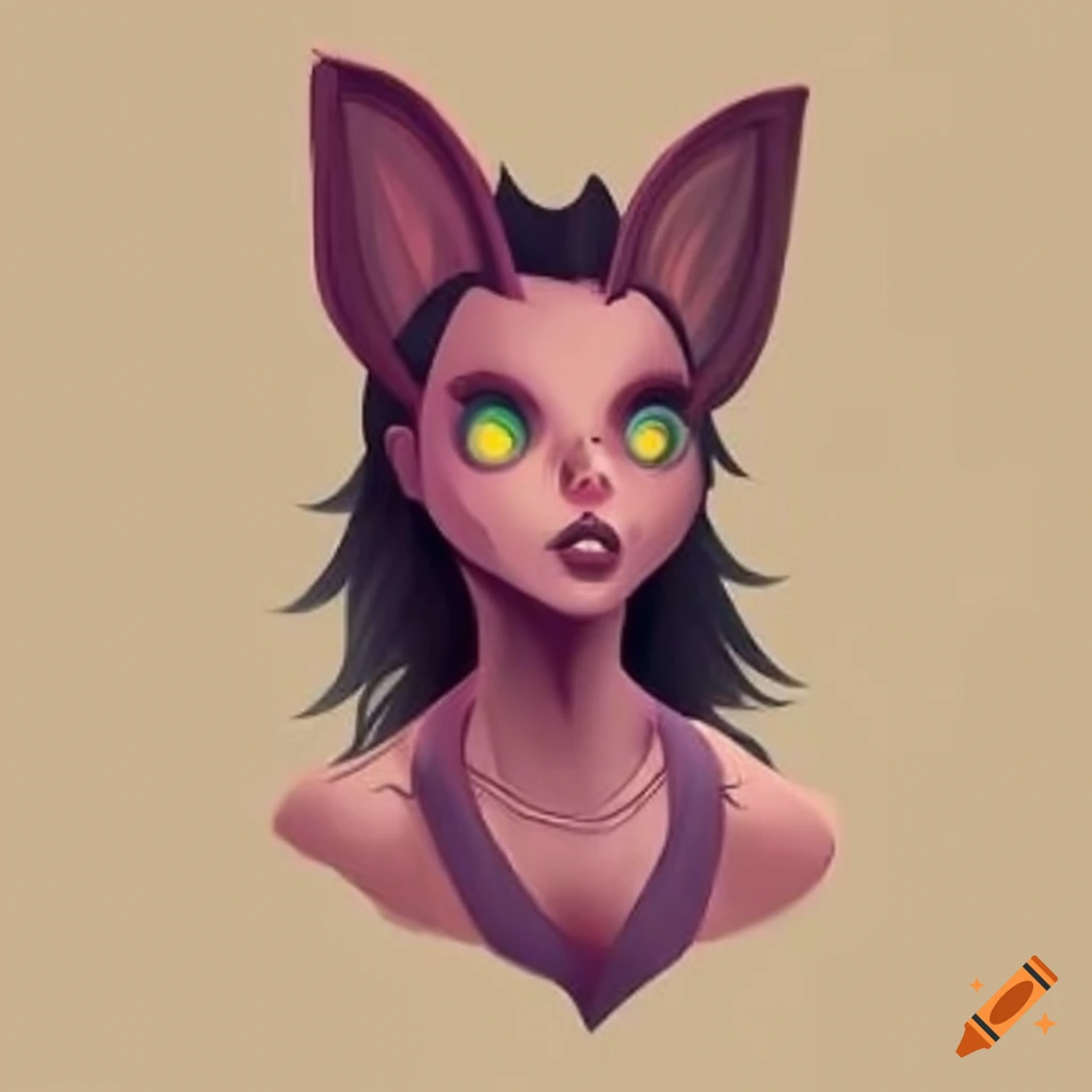 Anthropomorphic bat female character on Craiyon
