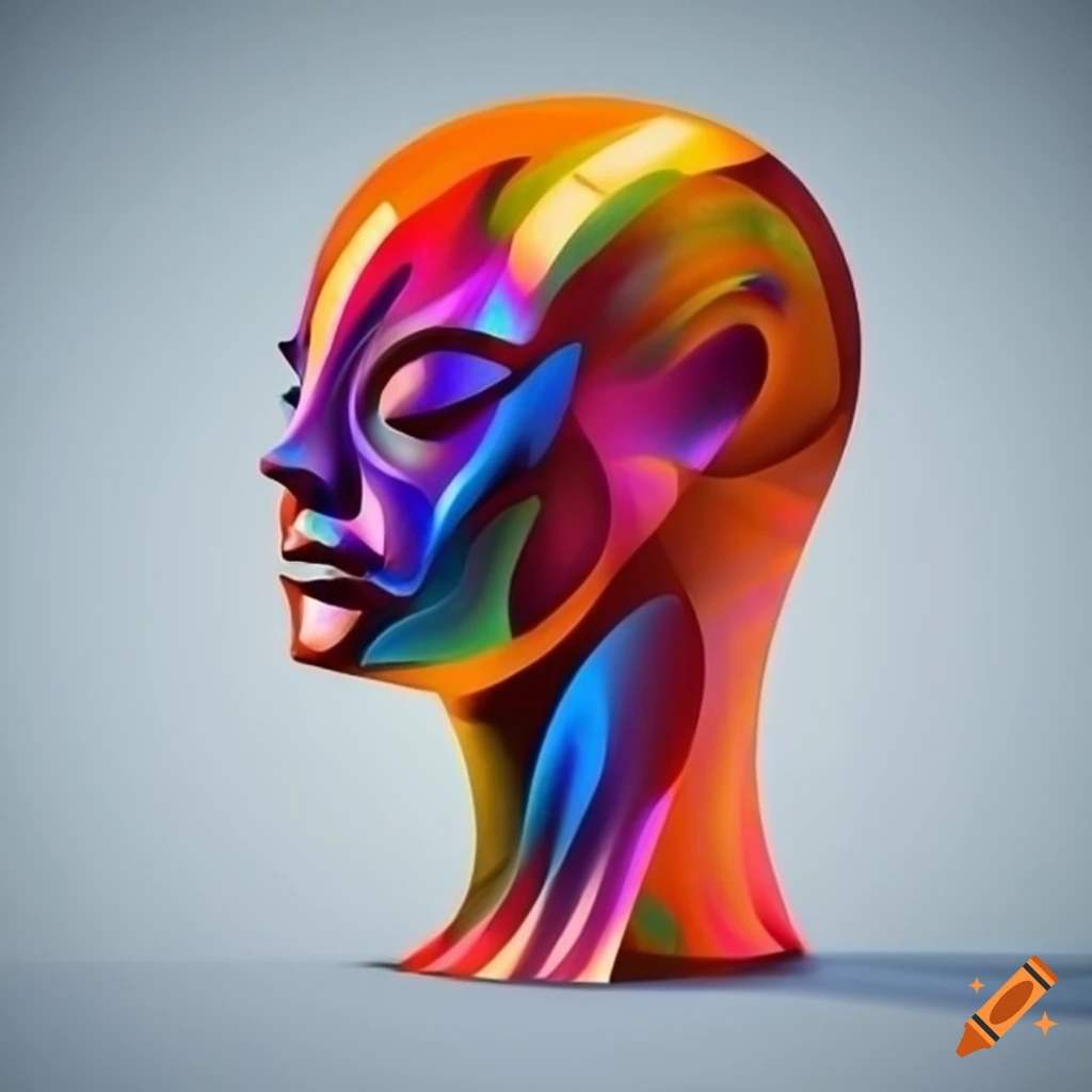 Abstract head sculpture on Craiyon