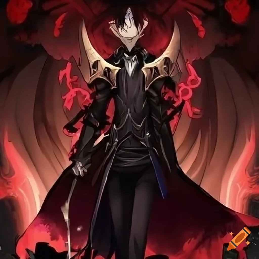 Anime character with demon horn and magical runes in military attire on ...