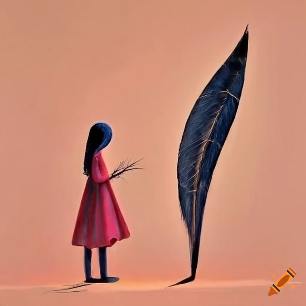 Minimalistic artistic representation of a writing feather symbolizing ...