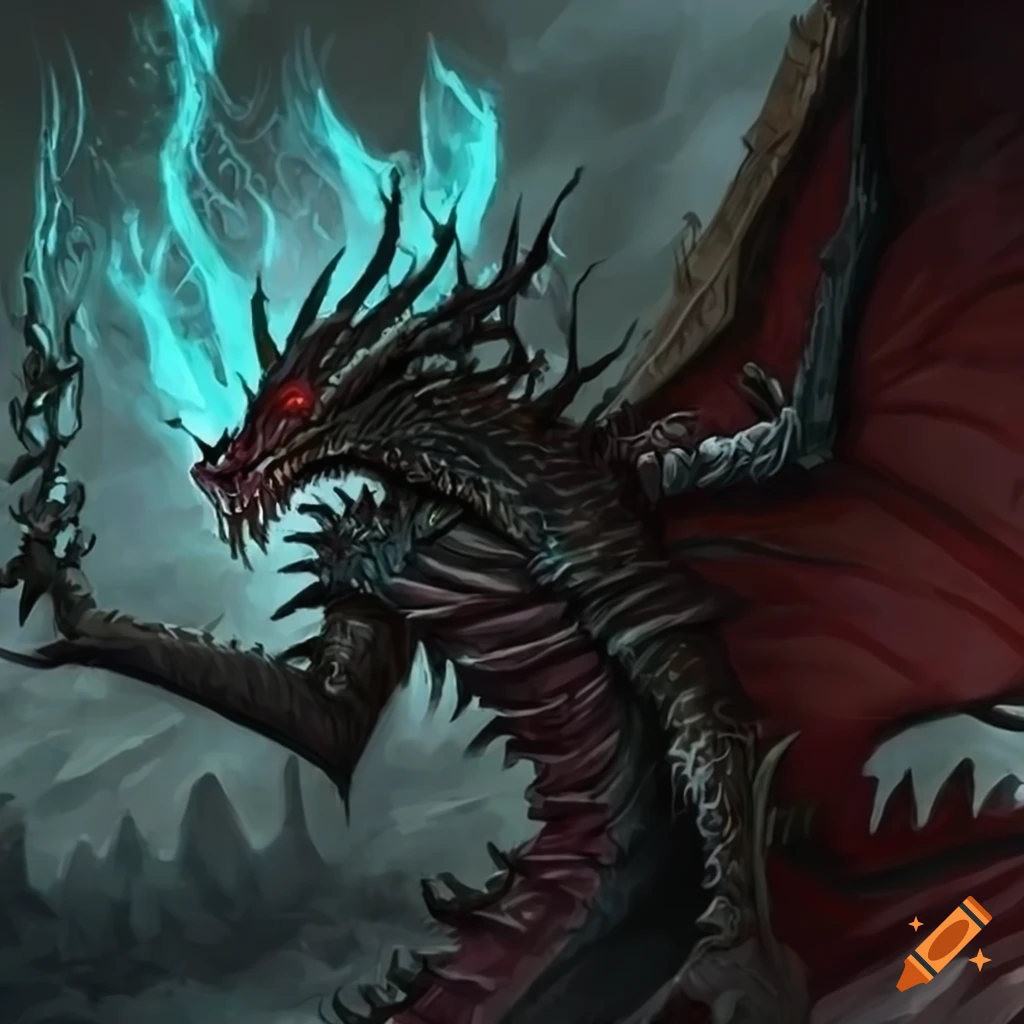 Ancient fortress guarded by a lich-dragon on Craiyon