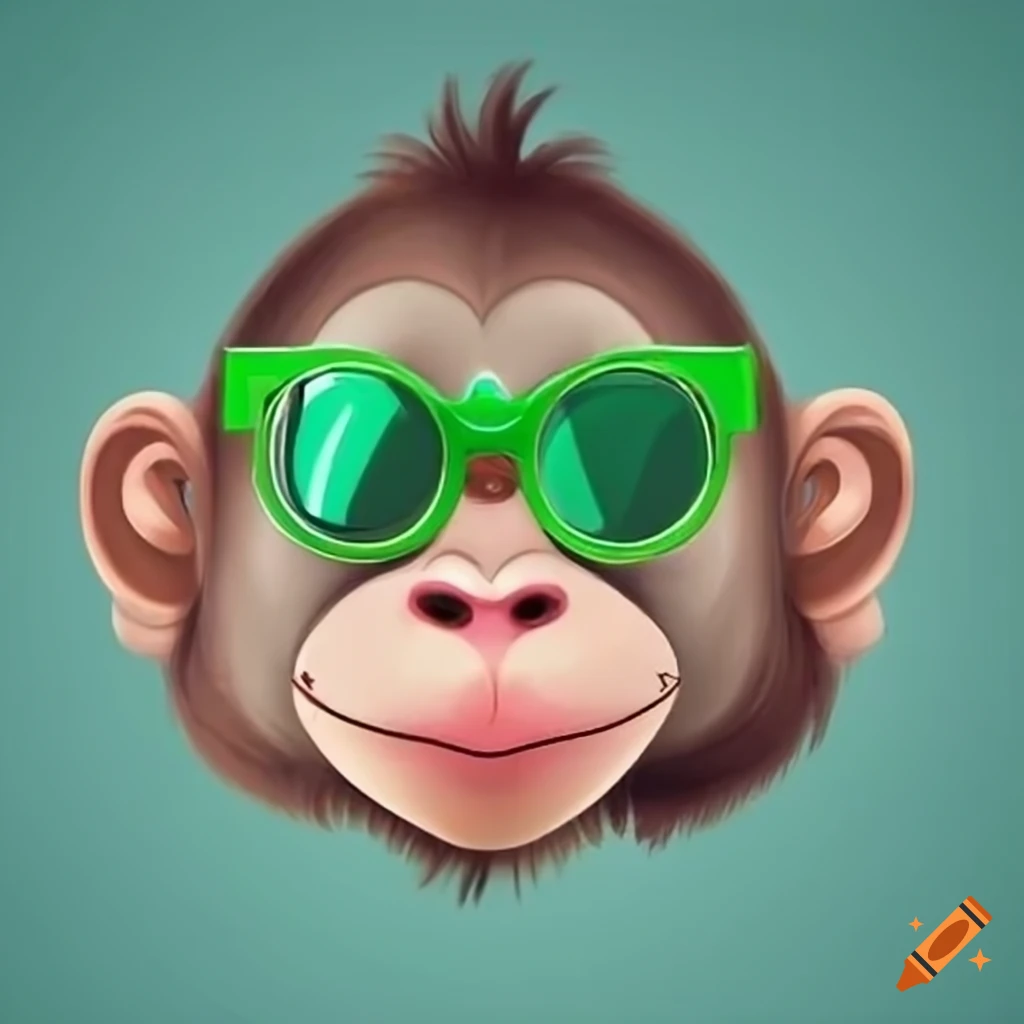 Girl monkey wearing green glasses on Craiyon