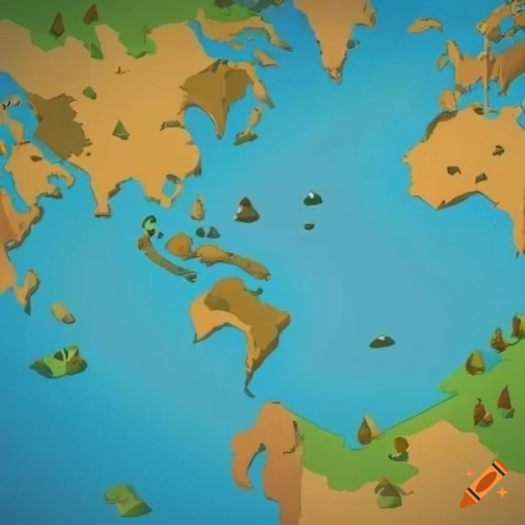 Isometric full world map view on Craiyon