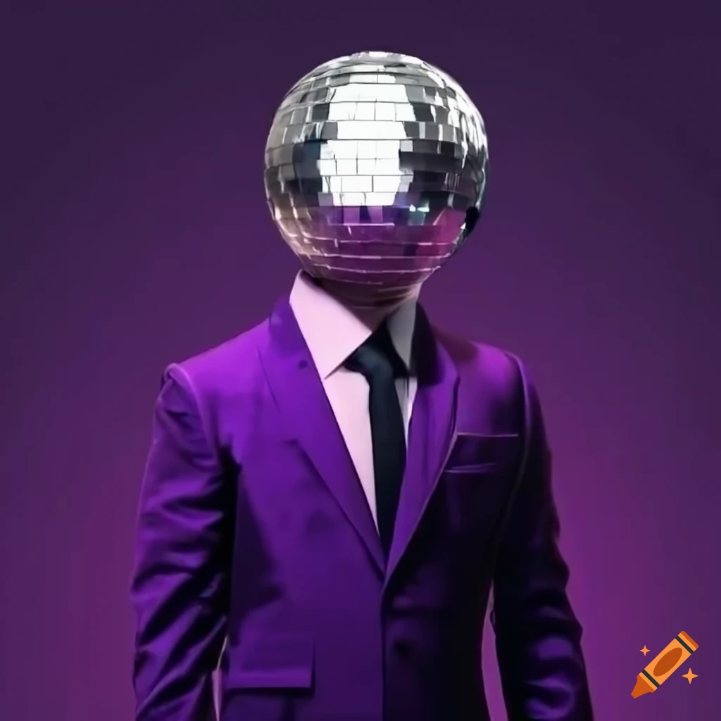 Man in suit with disco ball head on Craiyon