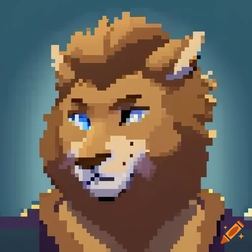 Anthro lion fursona in handsome pixel art on Craiyon