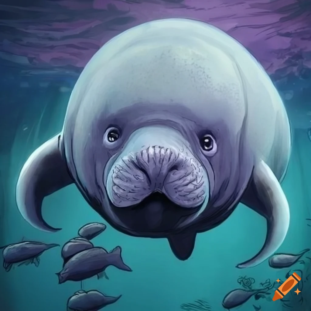 Cozy manatee getting ready for bed in a comic art style on Craiyon