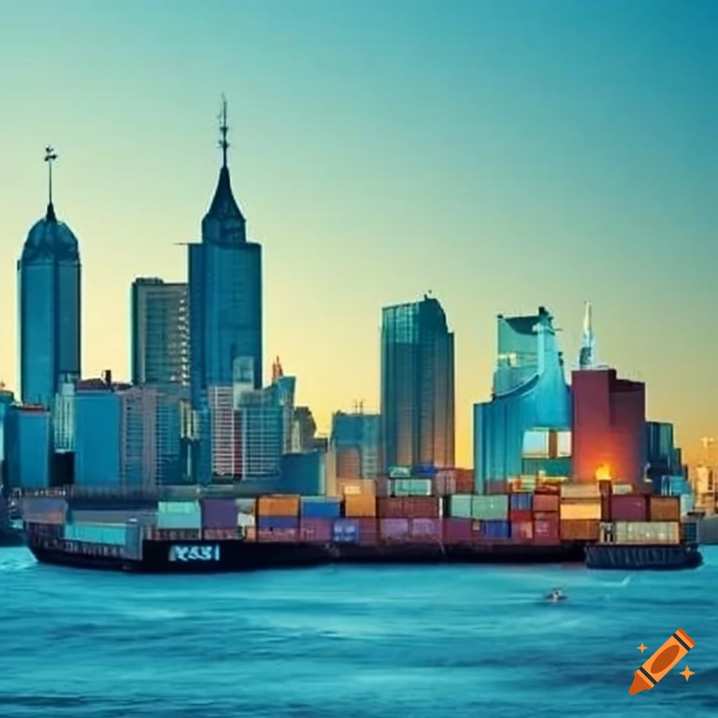 Cityscape of port coopdawg on Craiyon