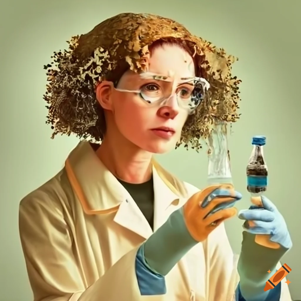 Lady scientist in a lichen lab coat on Craiyon