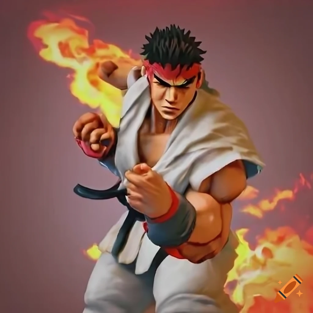 Ryu from street fighter dj warrior with a lightning fireball on Craiyon