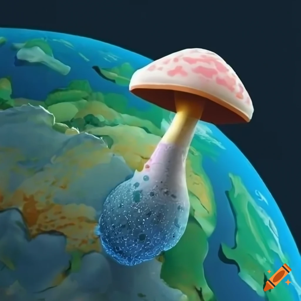 Sentient mushroom ufo emerging from ocean as an interdimensional viroid ...