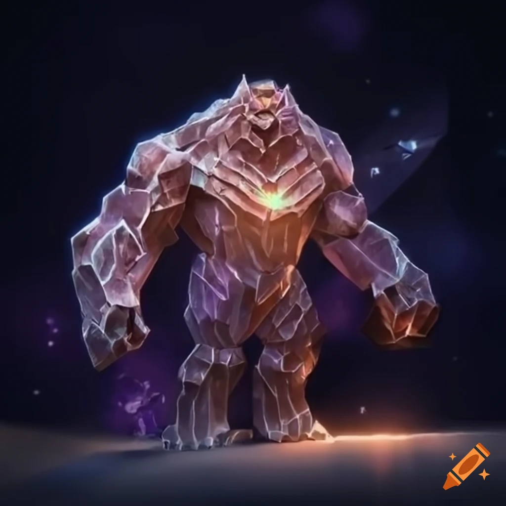 Mesmerizing topaz golem in a crystal fantasy setting on Craiyon