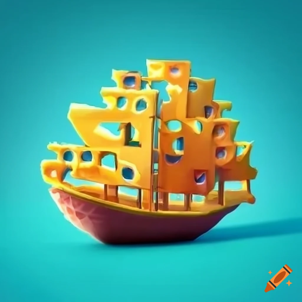 Cheese ship art in a soft style for a 2d video game on Craiyon