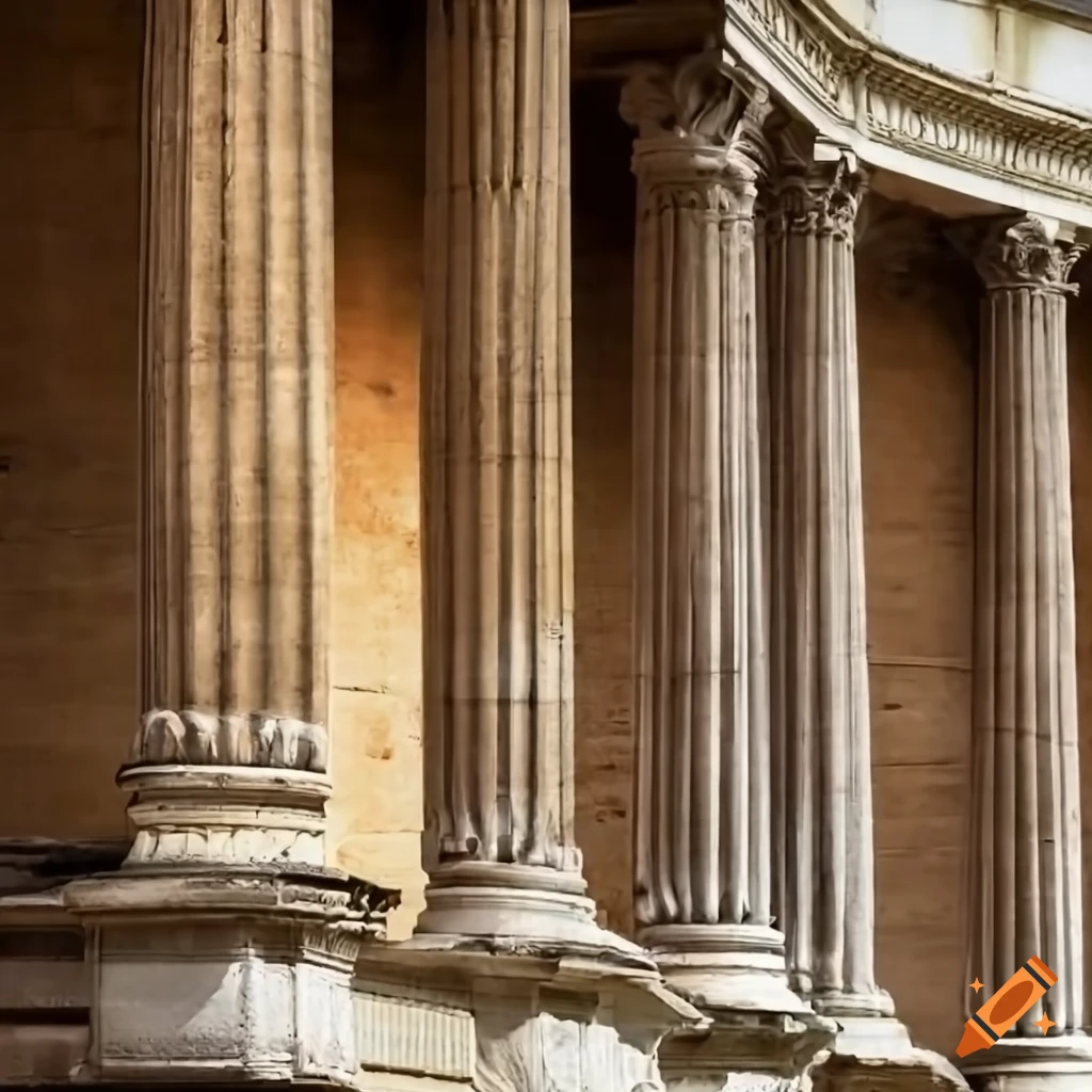 Roman architecture with corinthian columns in high definition photograph on Craiyon