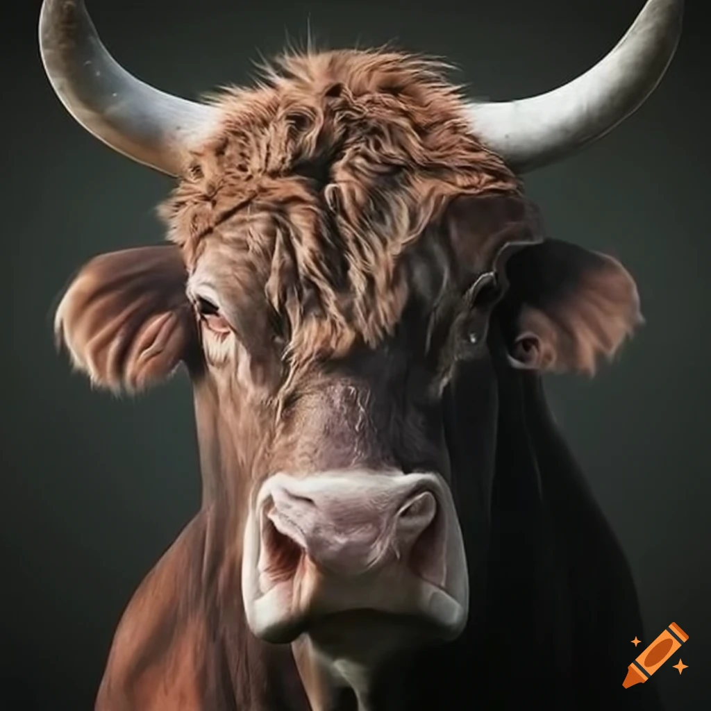 Friendly bull in a hyper-realistic photo on Craiyon
