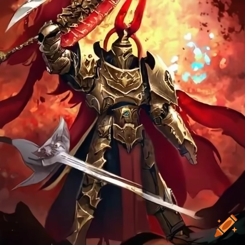 Anime warrior custodes with diamond-encrusted armor and relic on Craiyon