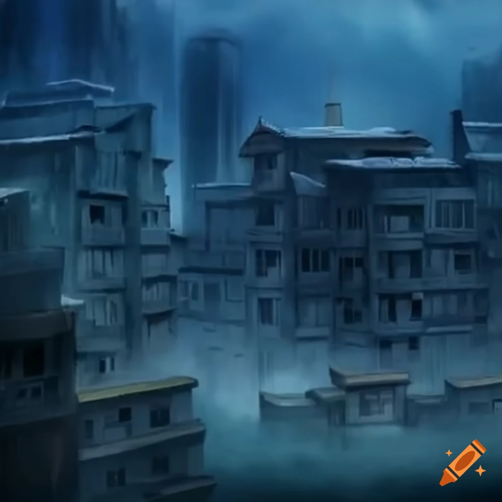 Rainy evening with high-rise buildings resembling the Hidden Rain ...