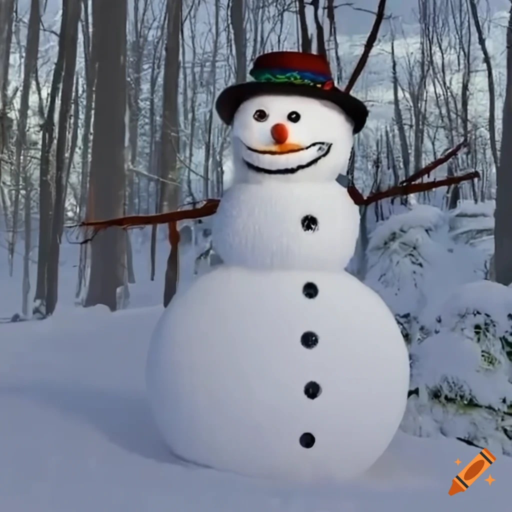 Snowman with hat in high-definition 4k ultra resolution on Craiyon