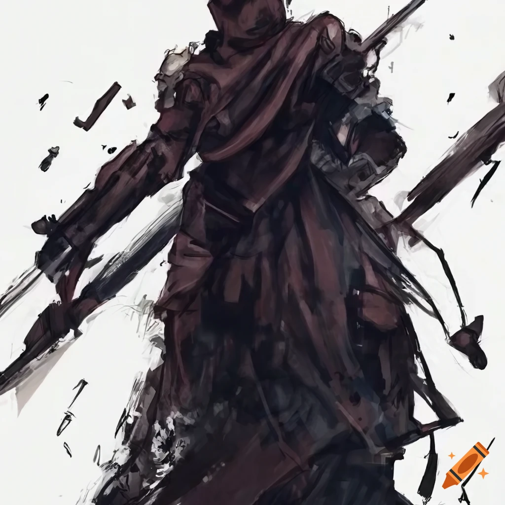 Futuristic ronin in rags on Craiyon