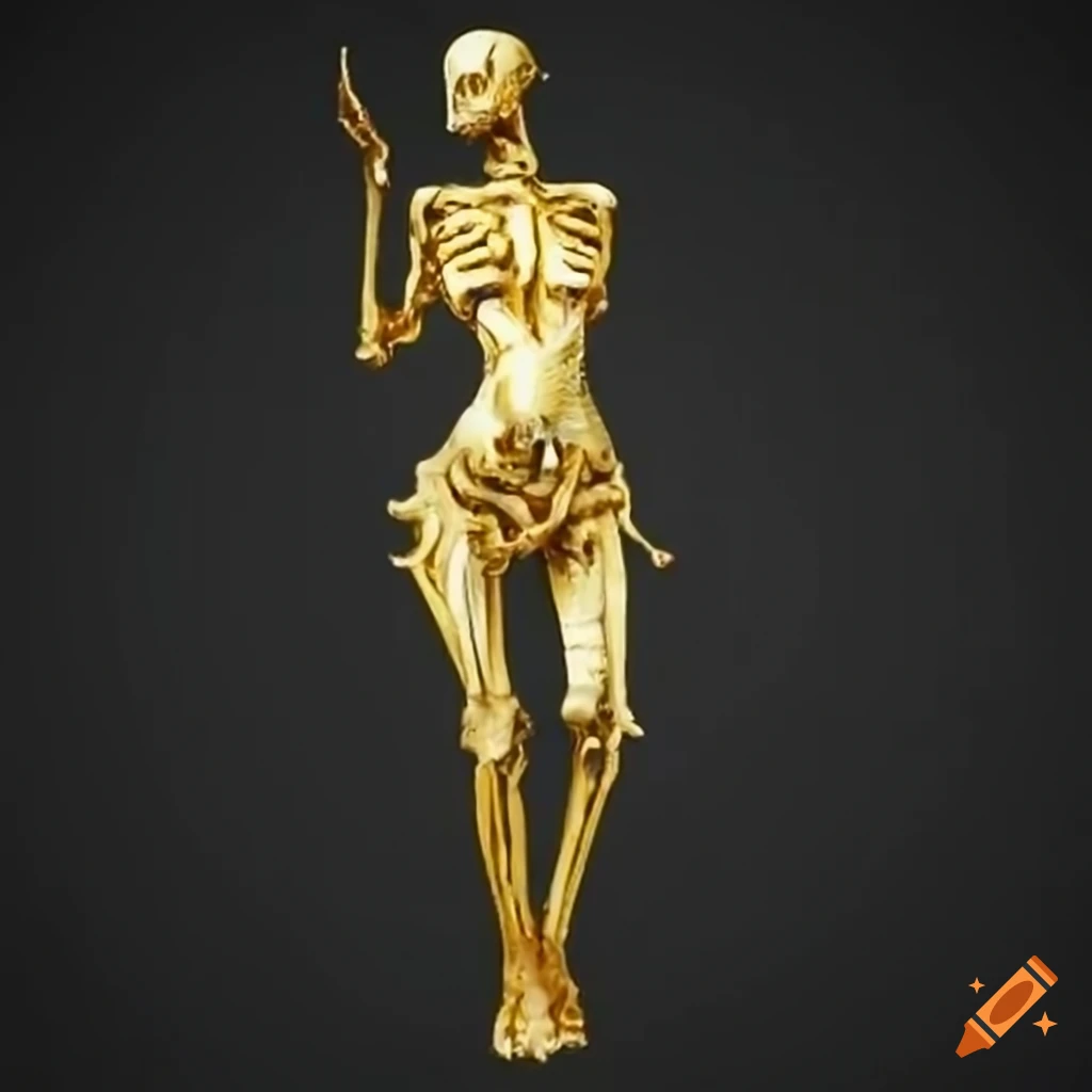 Golden mystical ethereal woman with skeletal features on Craiyon