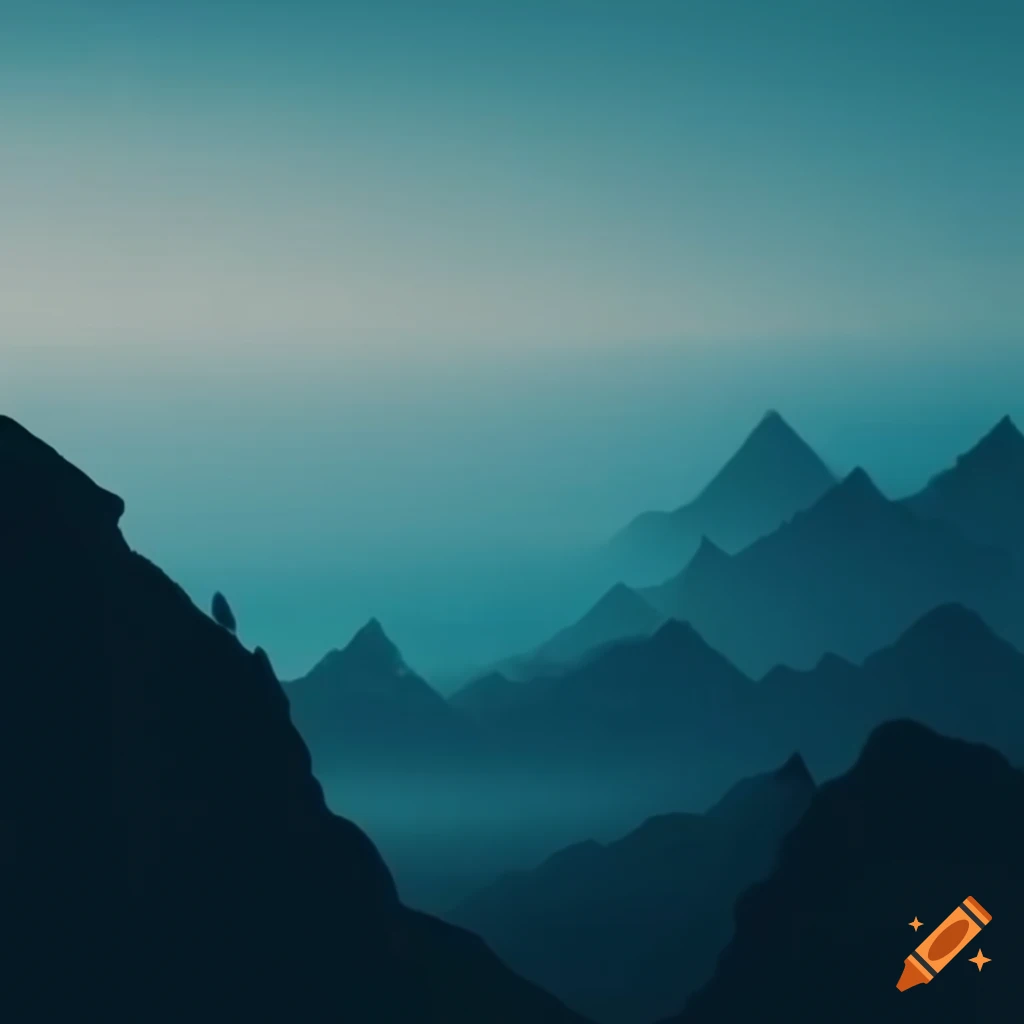 Mountain shade with fog in ios background style on Craiyon