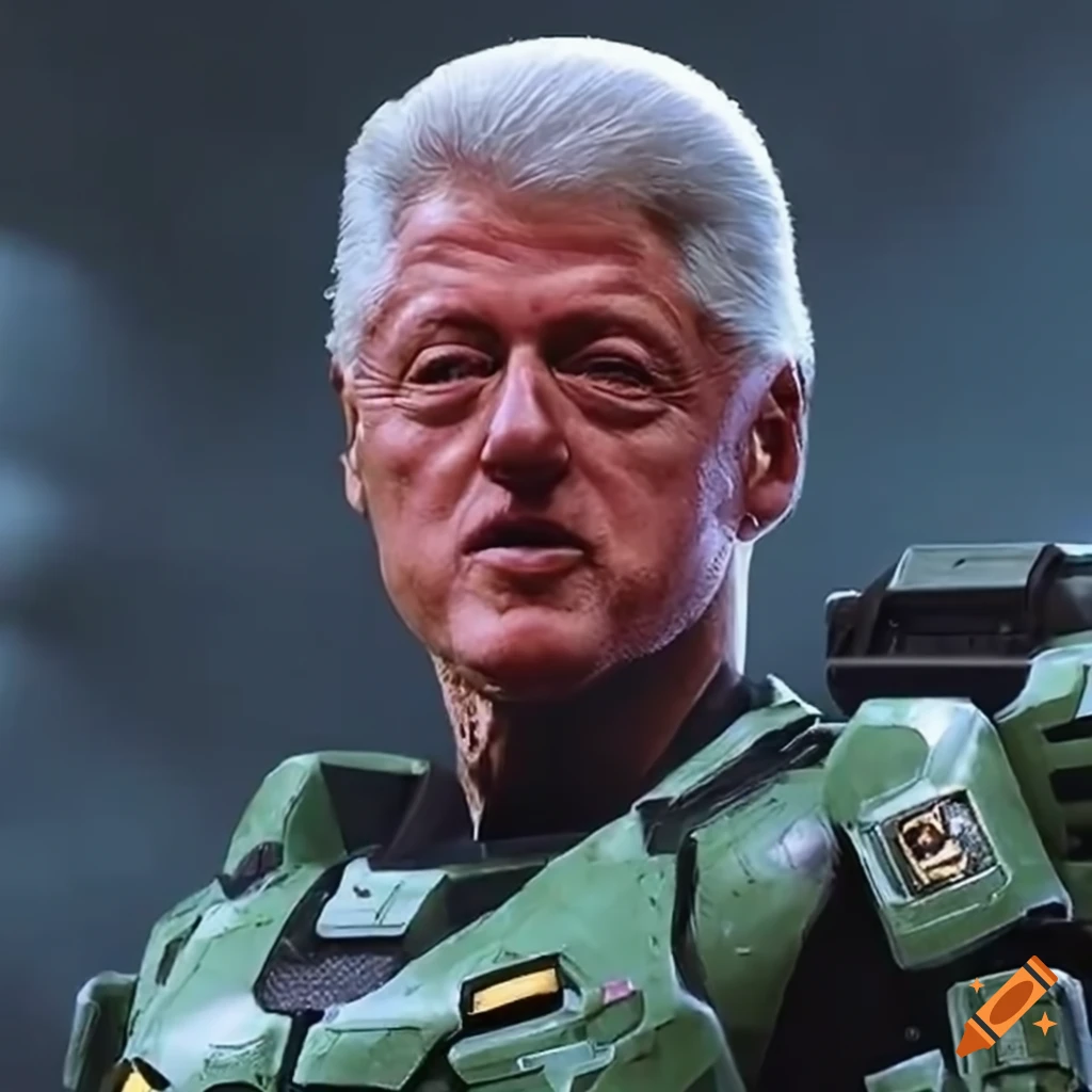 Bill clinton in power armour inspired by the halo games on Craiyon