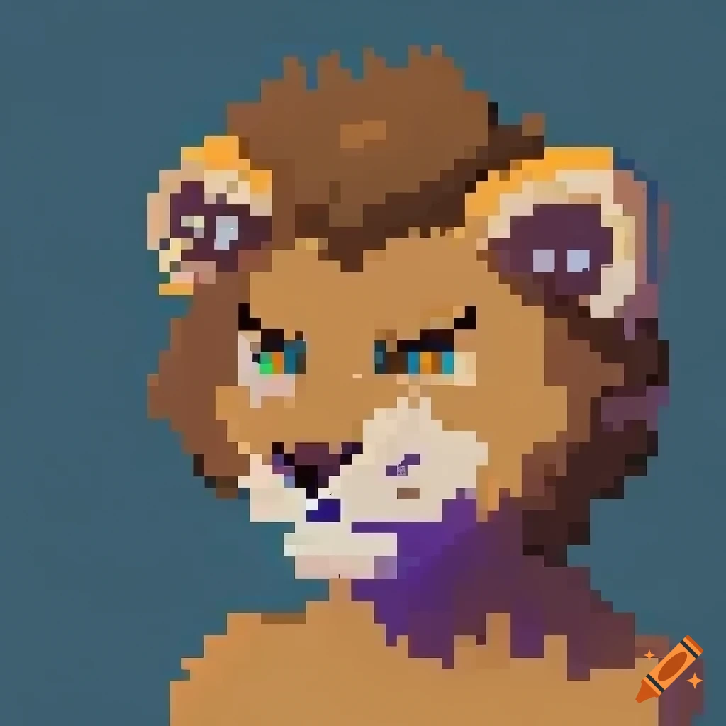 Anthropomorphic lion fursona in handsome pixel art on Craiyon