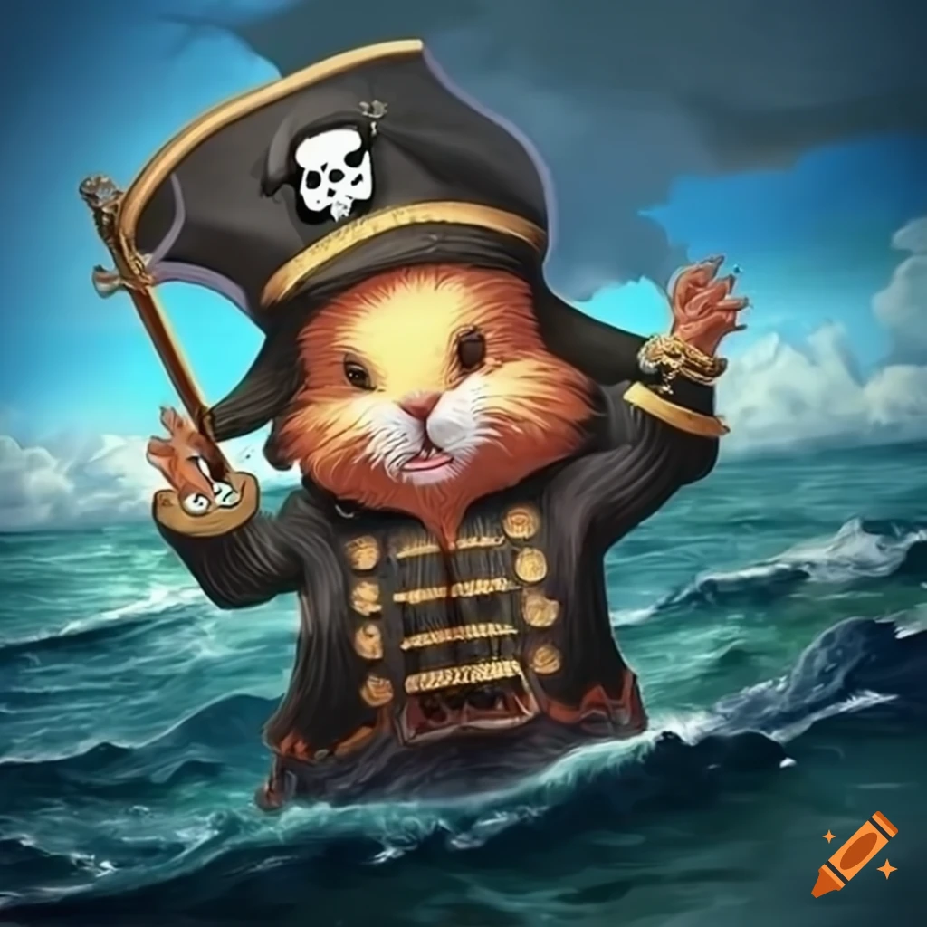 Bunny captain on a pirate ship sailing the seven seas on Craiyon
