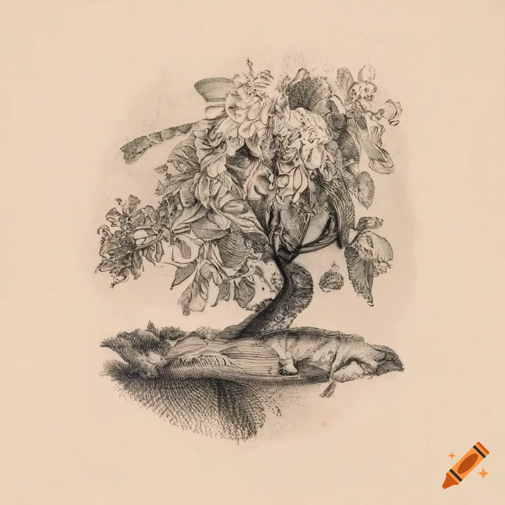 1800s botanical pen and ink etching on Craiyon