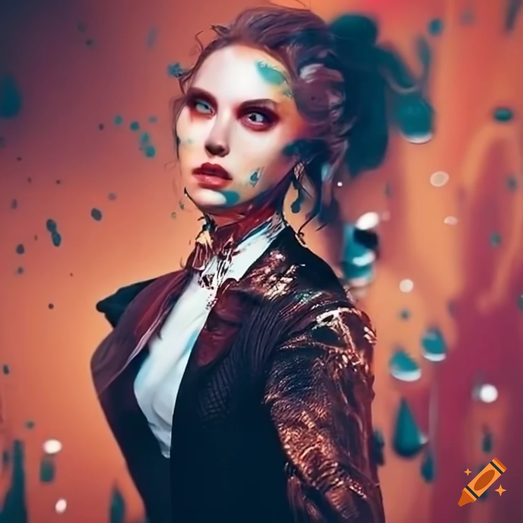 Female villain in oil-dripping suit on Craiyon