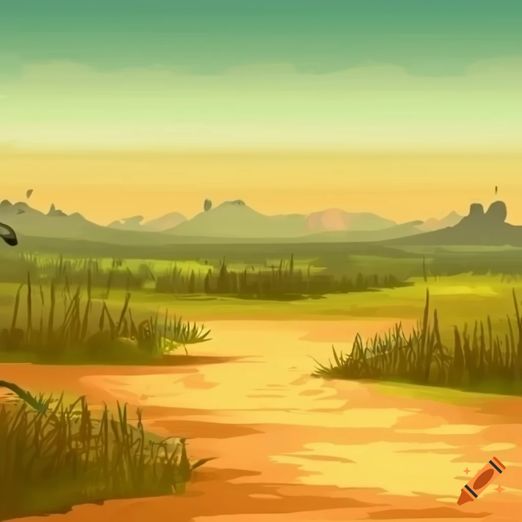 Prehistoric background with vast empty plains for 2D games on Craiyon