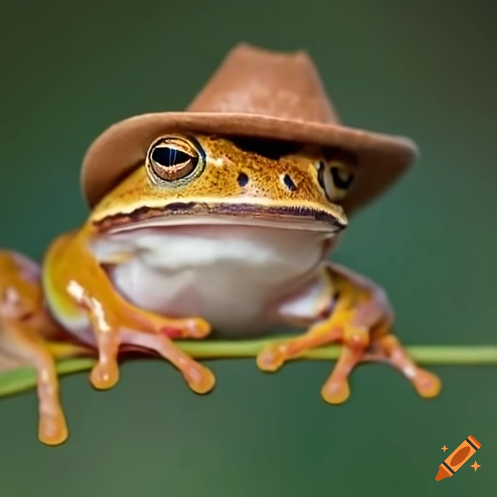 Frog wearing a cowboy hat on Craiyon