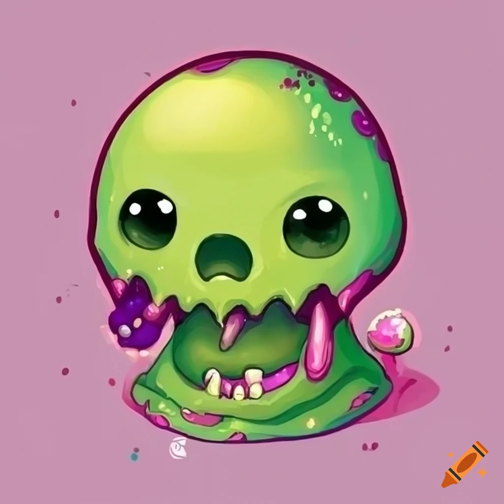 Cute Chibi Slime monster with a skull on Craiyon