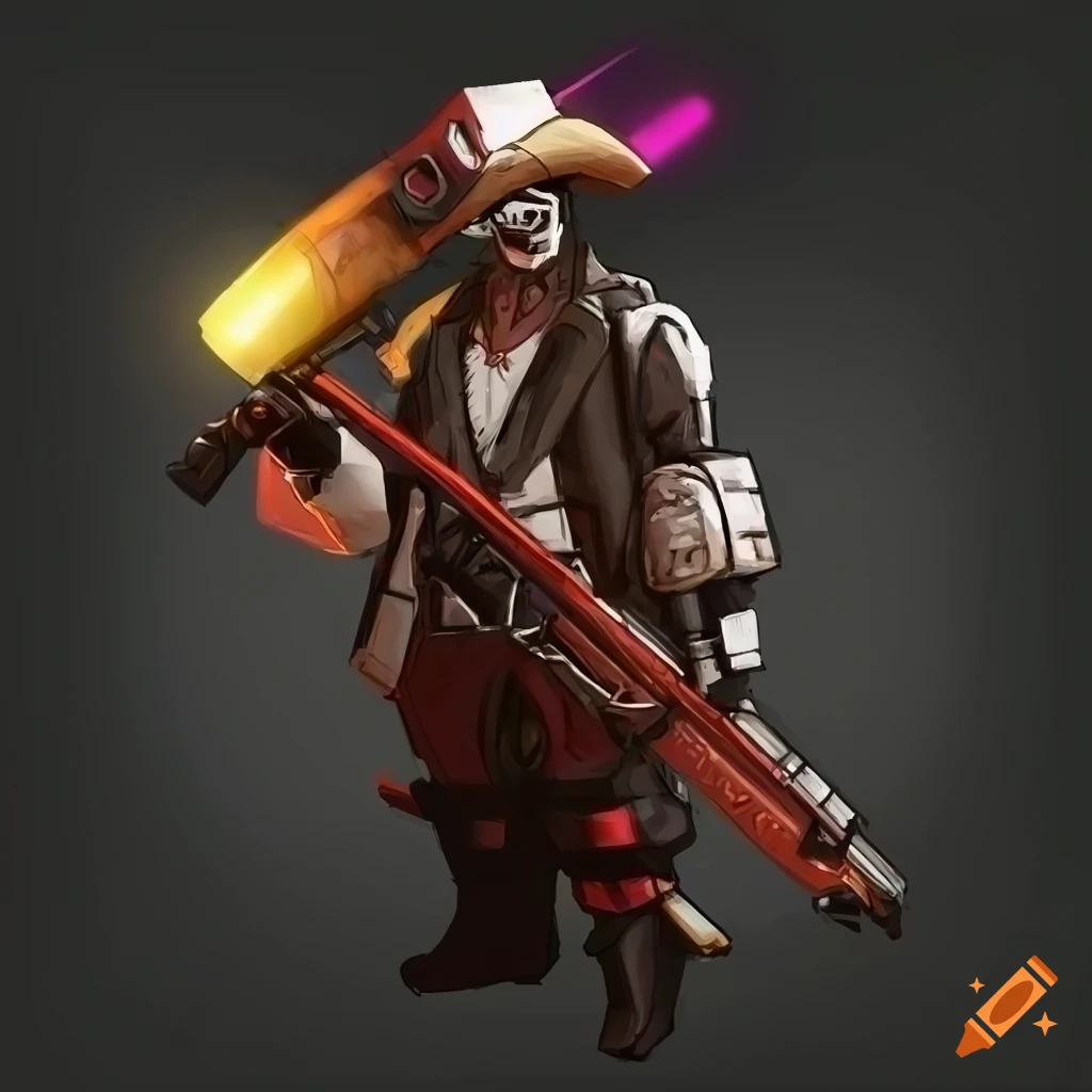 Cyberpunk space pirate with a futuristic flintlock weapon on Craiyon