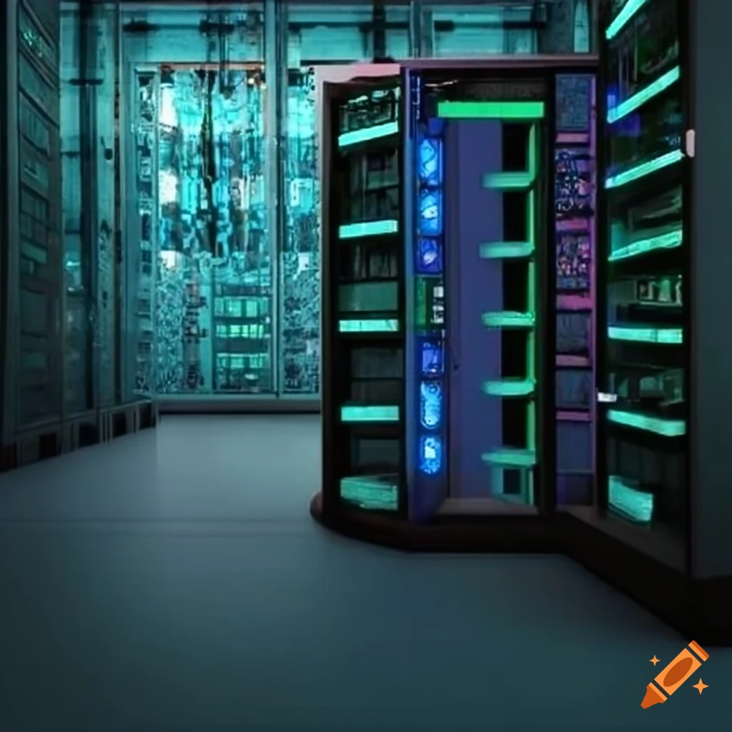 Server room with flowers on Craiyon