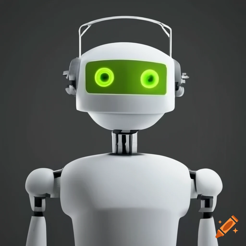 Yellowgreen, white, and grey colored application prototype bot on Craiyon