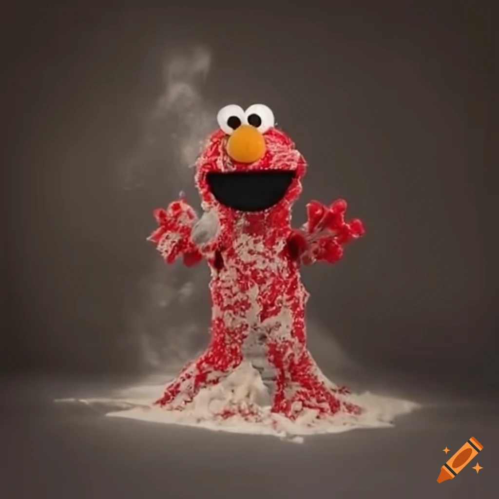 Elmo covered in flour on Craiyon