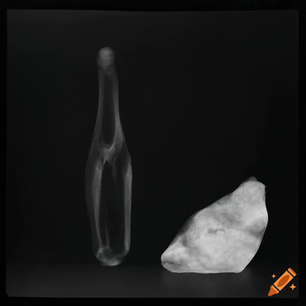 Rock and flowy fabric in a man ray photogram style on Craiyon