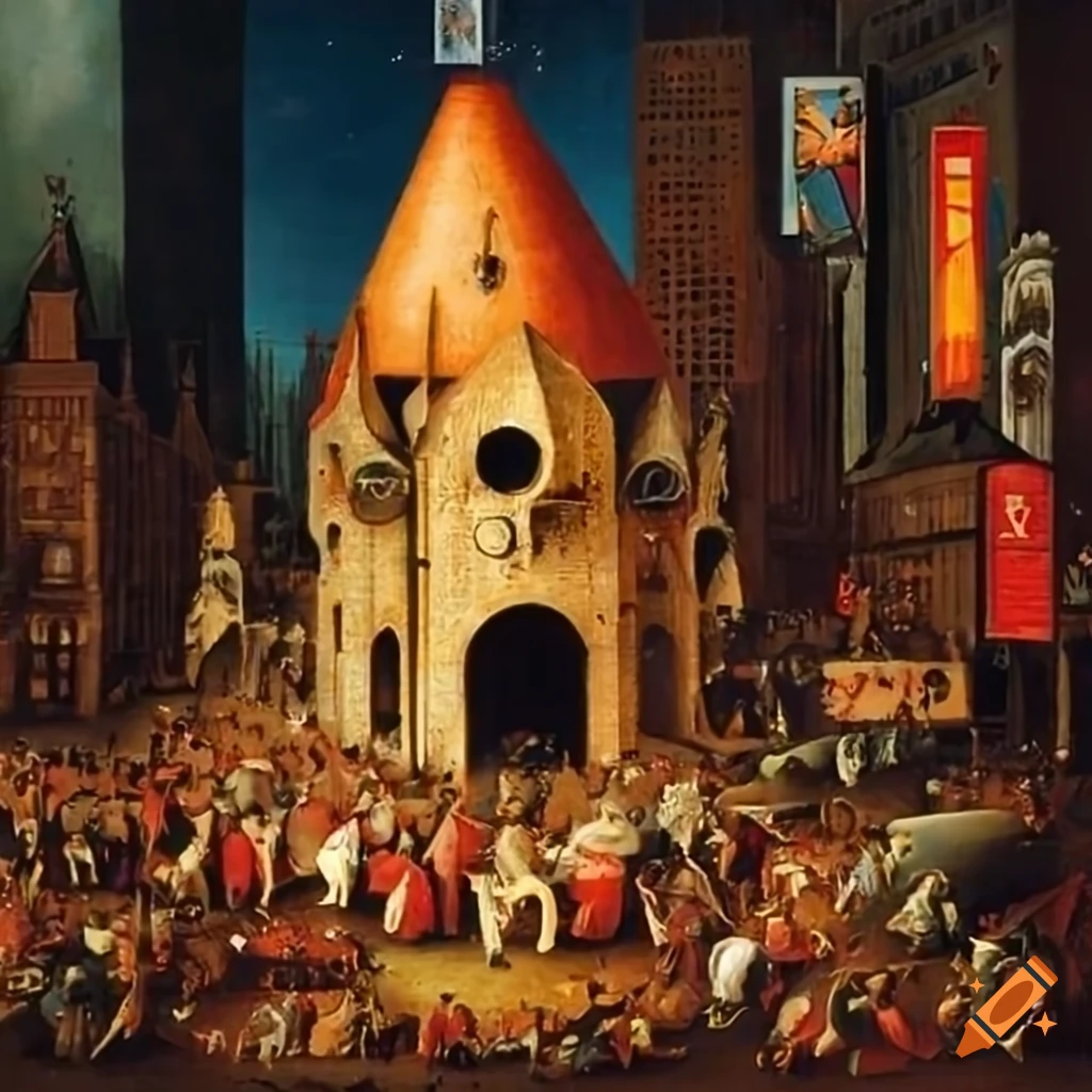 Times square with a hieronymus bosch twist on Craiyon