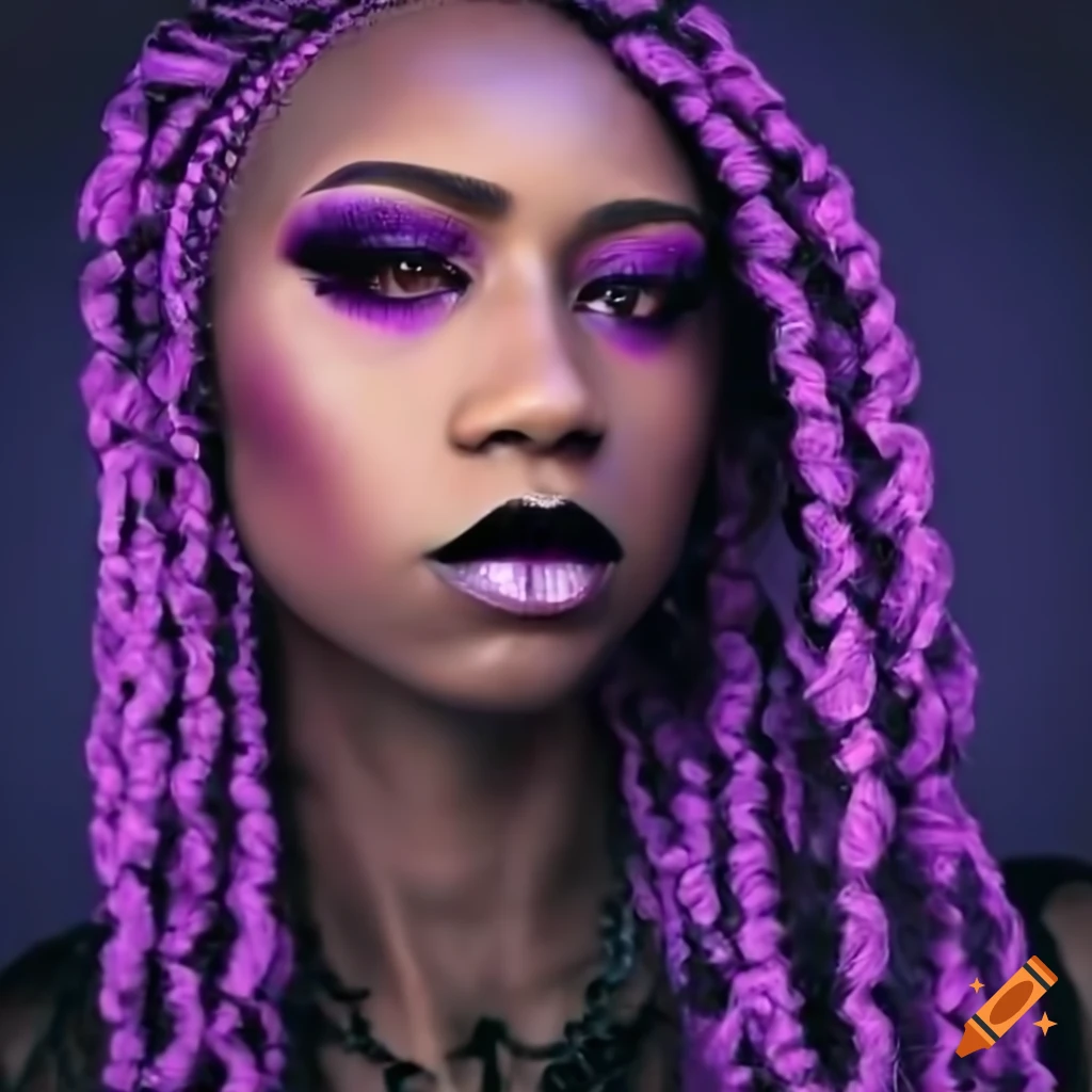 Young transgender African American woman with black and purple box ...