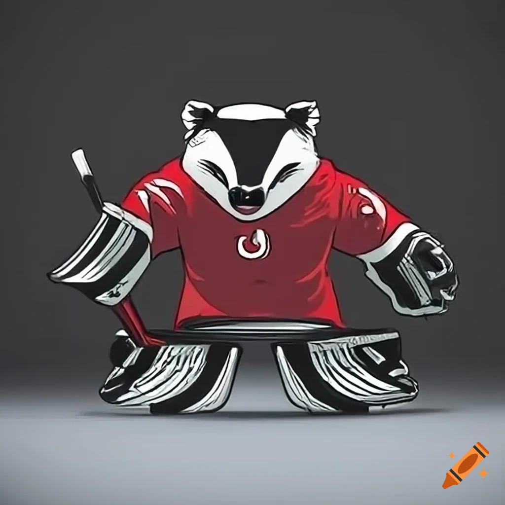 Badger playing ball hockey on Craiyon