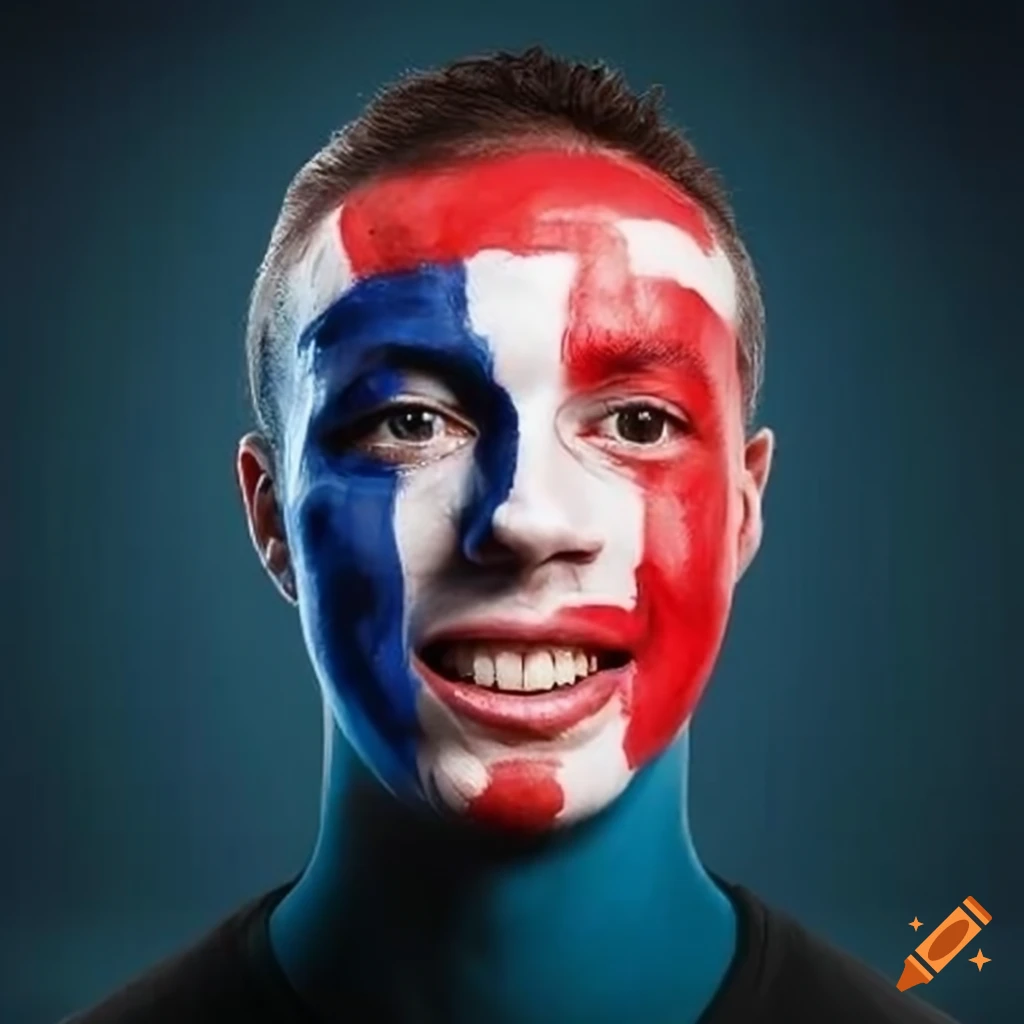 Soccer fan with painted face celebrating a goal on Craiyon