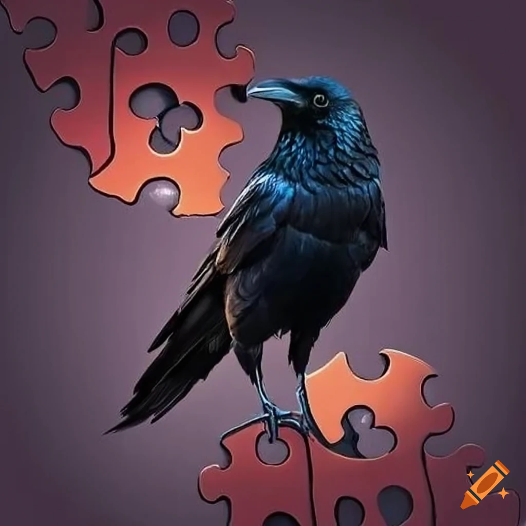Black raven puzzle pieces on Craiyon