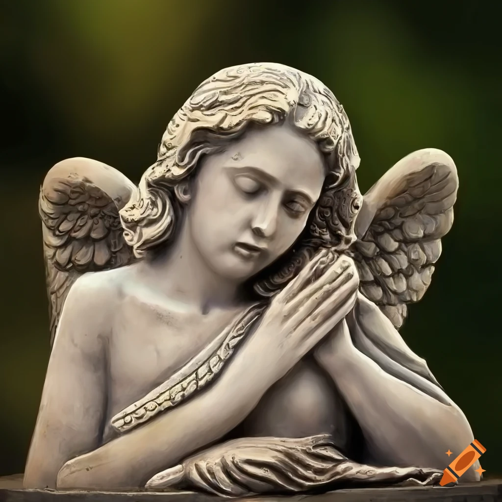 Cemetery monument with sleeping angel bas-relief in orthodox ...