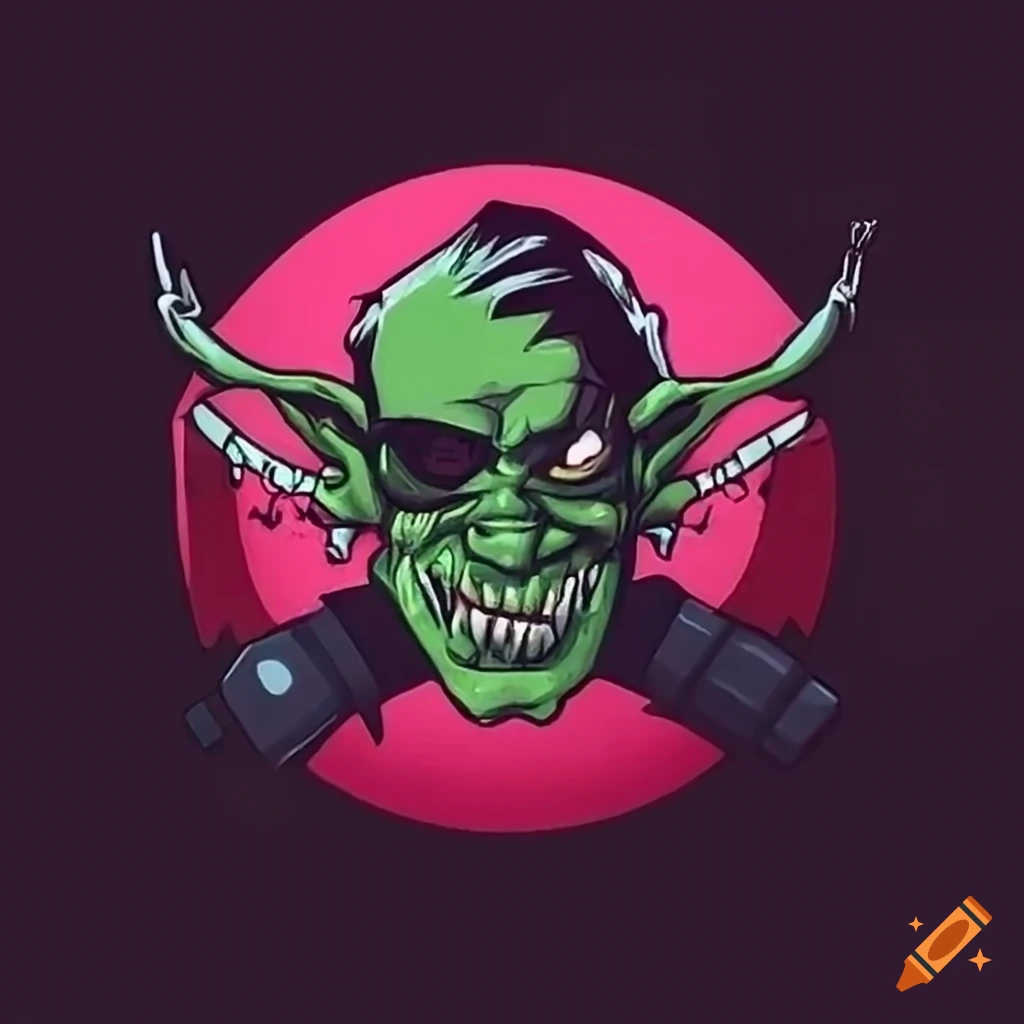 Airsoft logo featuring a goblin design in bold style on Craiyon