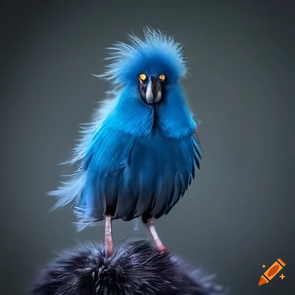 Dark blue animal with fur, blubber, wings, and diamond teeth on Craiyon
