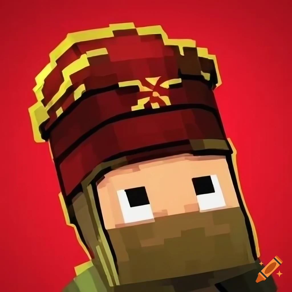 Creative Minecraft profile picture with a Soviet hat on Craiyon