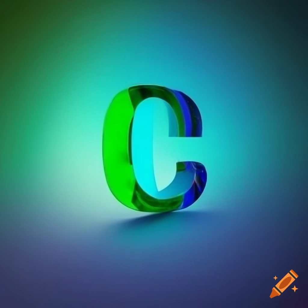 Crystalized blue and green 2-d letter c logo on Craiyon