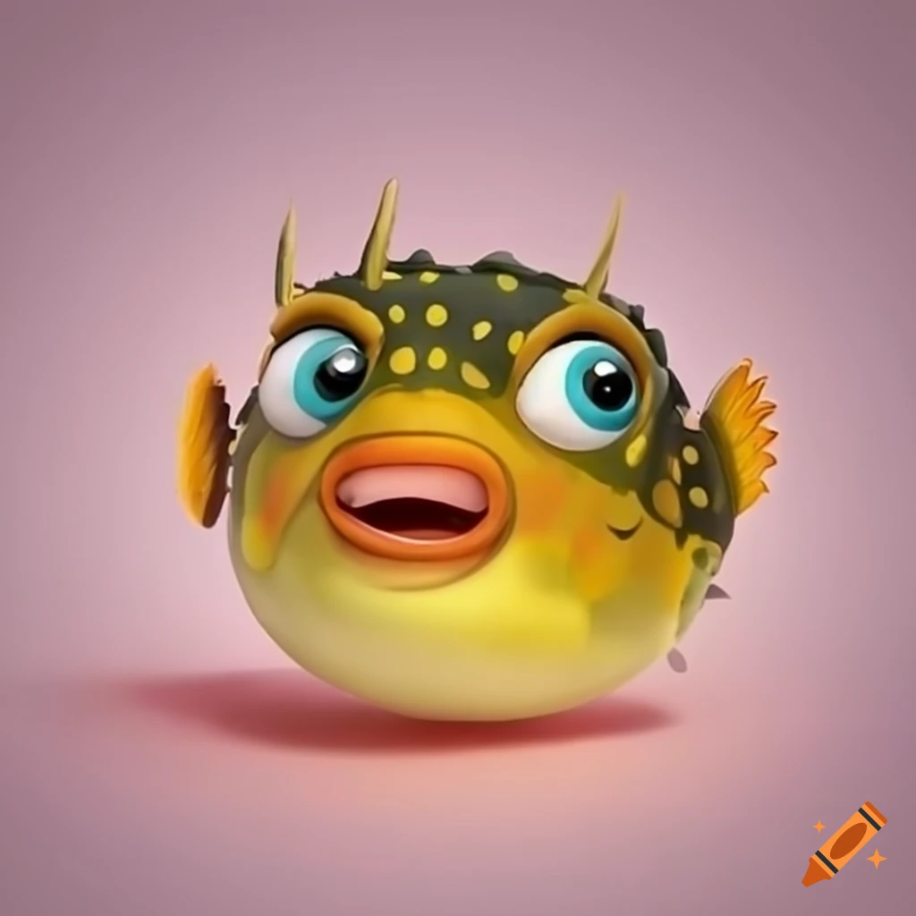 Pixar style animated cute pufferfish on Craiyon