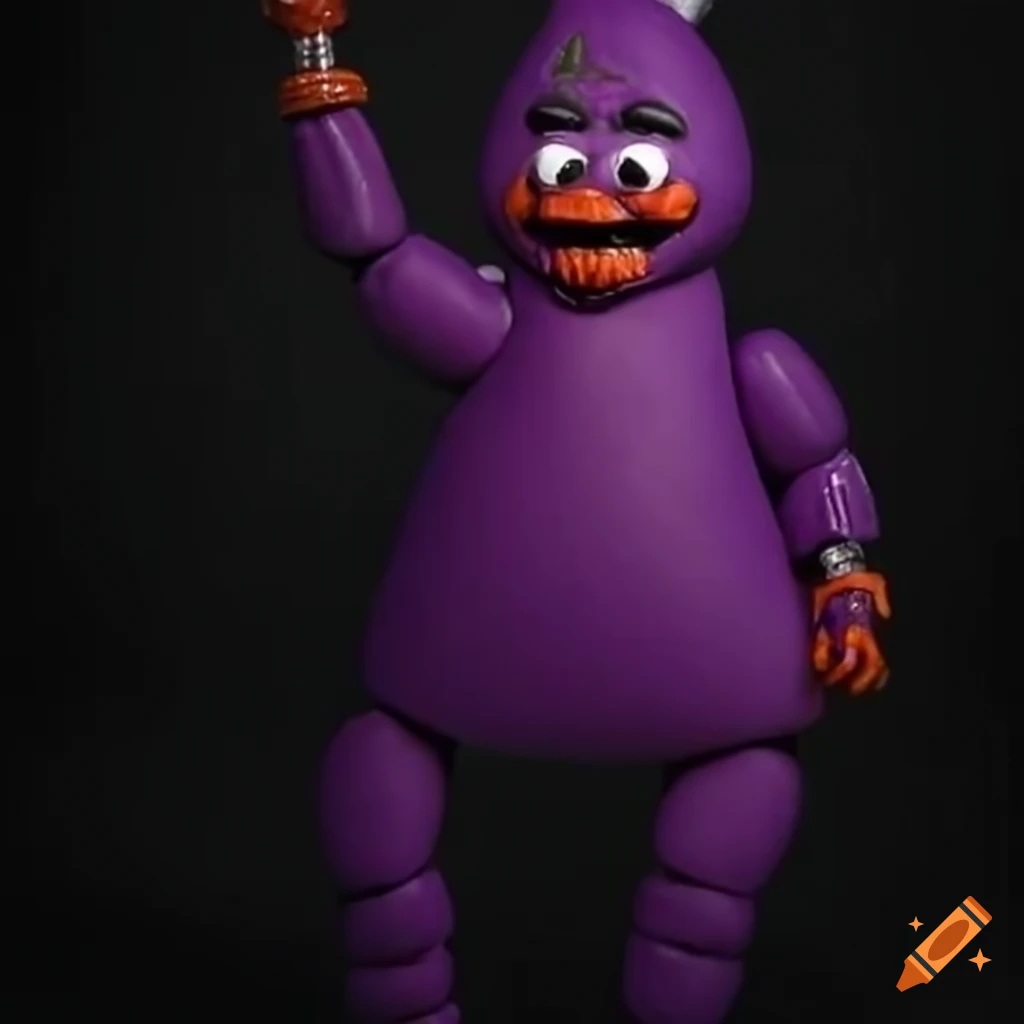 Action figure resembling animatronic grimace shake on Craiyon