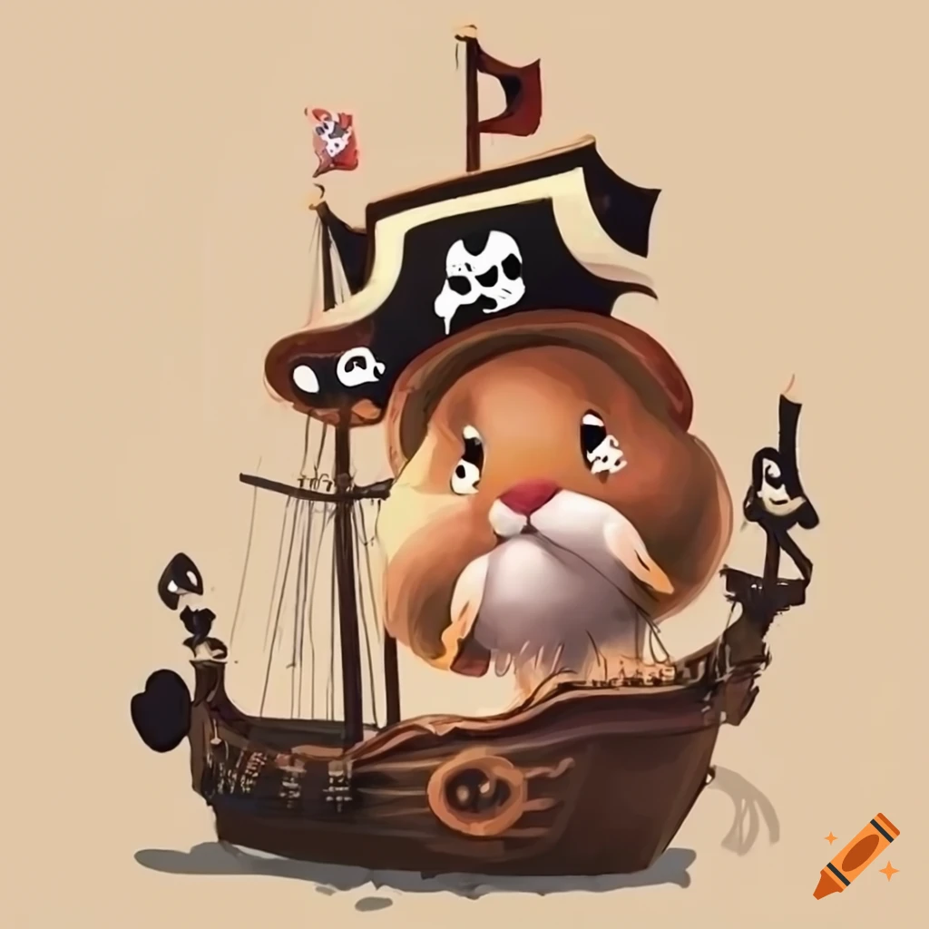 Bunny on a pirate ship on Craiyon